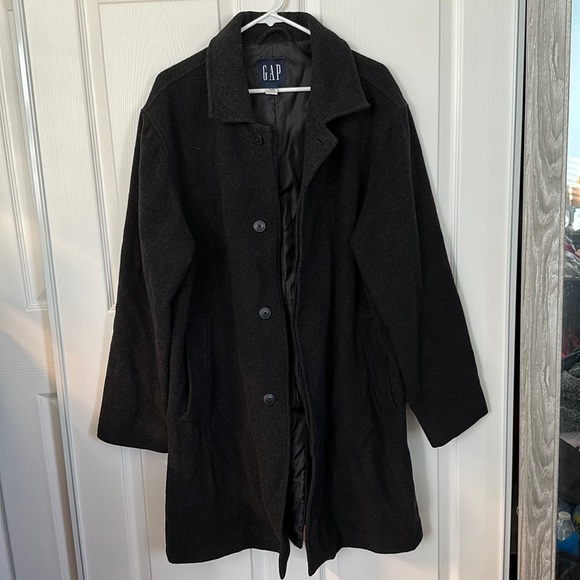 GAP | Jackets & Coats | Vtg Wool Mens Jacket Gap Dark Grey Black | Poshmark